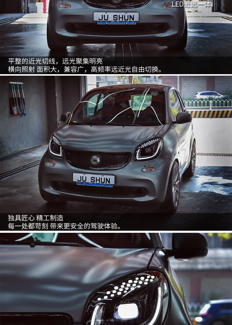 For Benz Smart 451 Head Lamp 2015-2018 Fog Lights Day Running Light Drl ...
