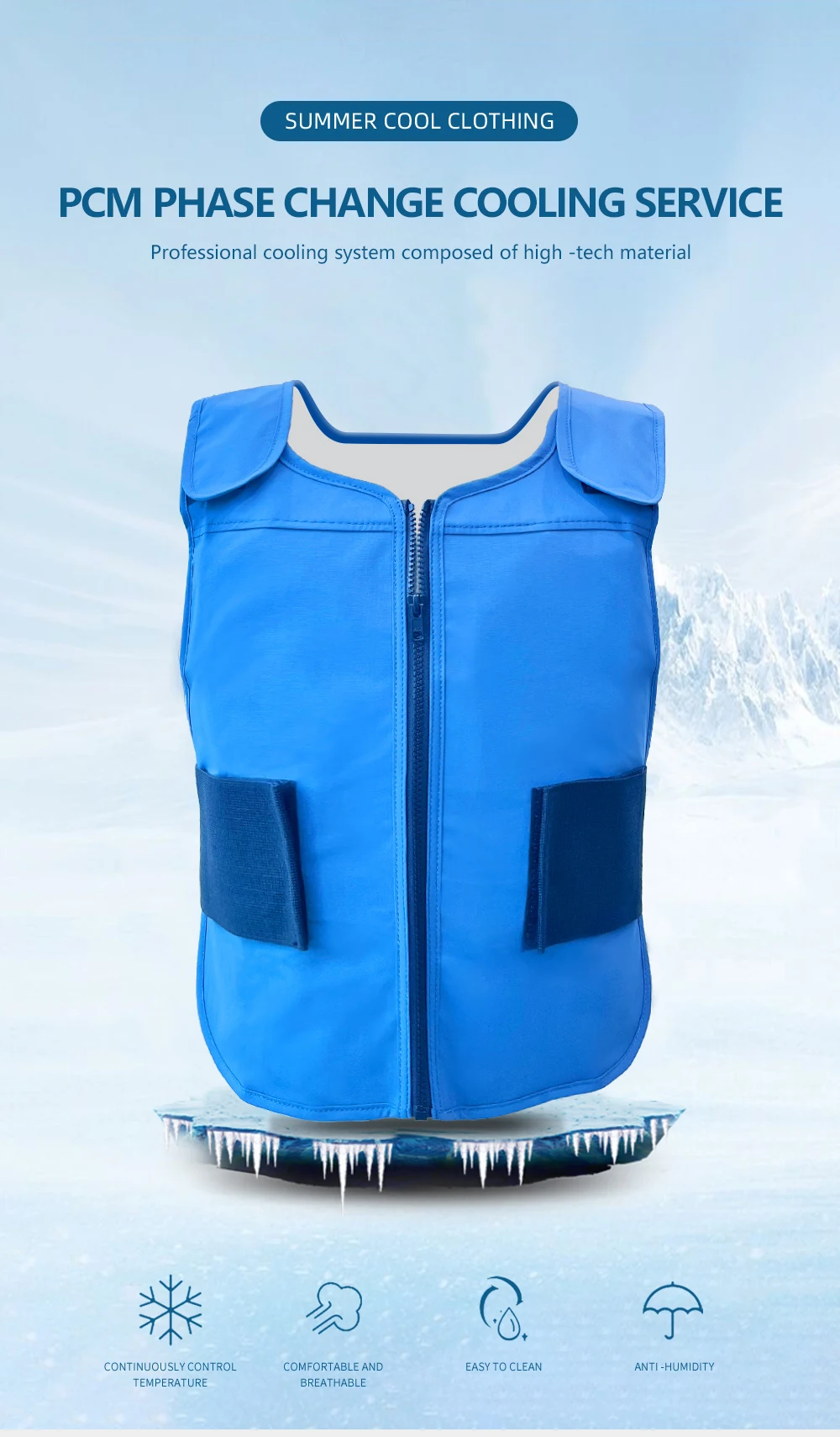 Cooling Vest with PCM Technology for Men - Insulated Ice Vest, OEM