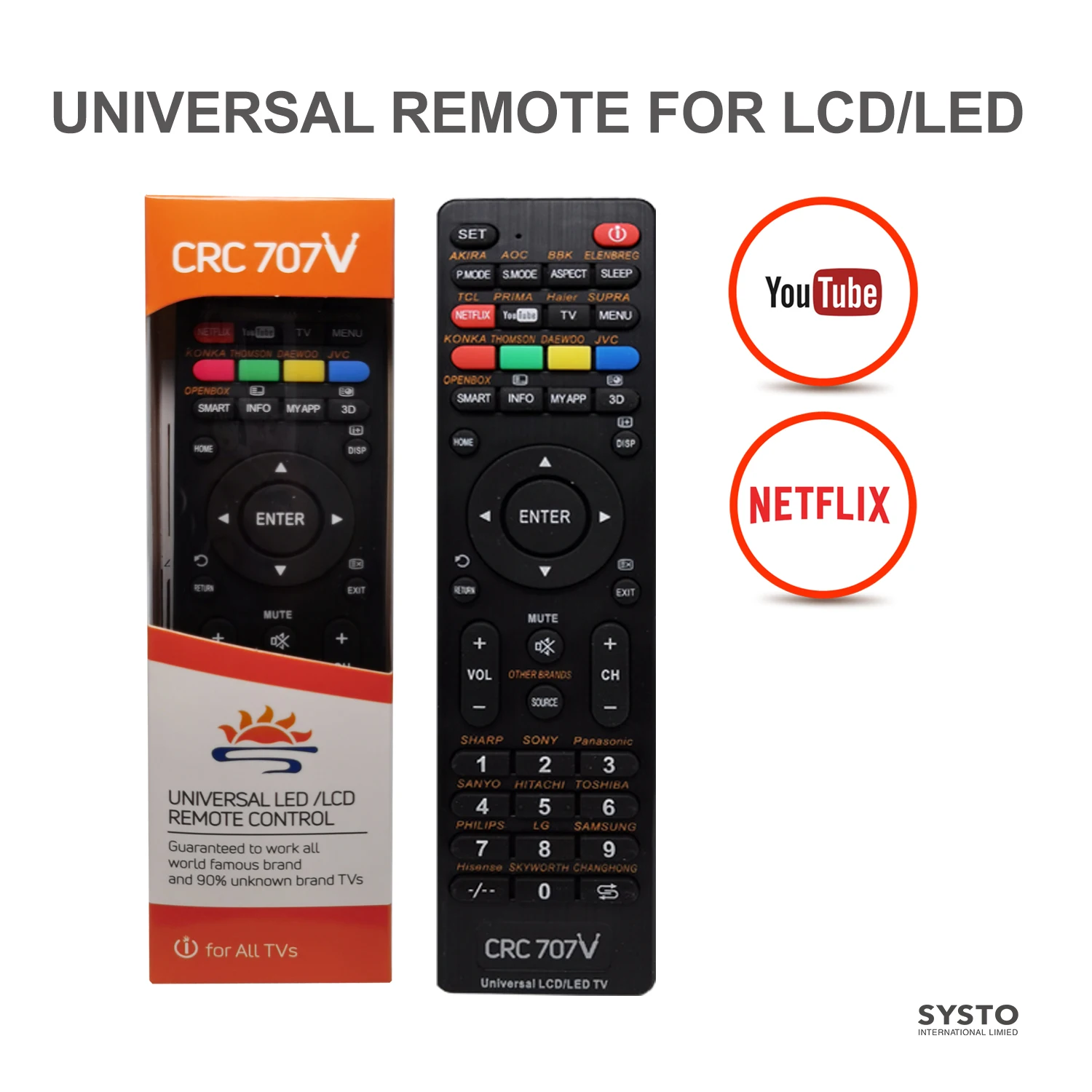 SYSTO Universal TV Remote Control CRC707V for All Brands