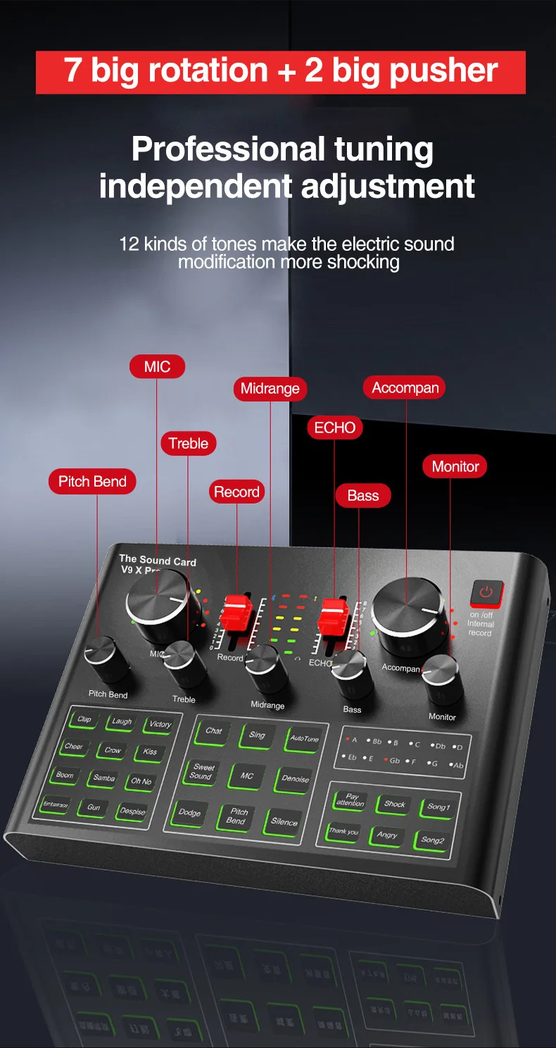 V9X PRO Live Streaming Sound Card - Voice Changer & Effector