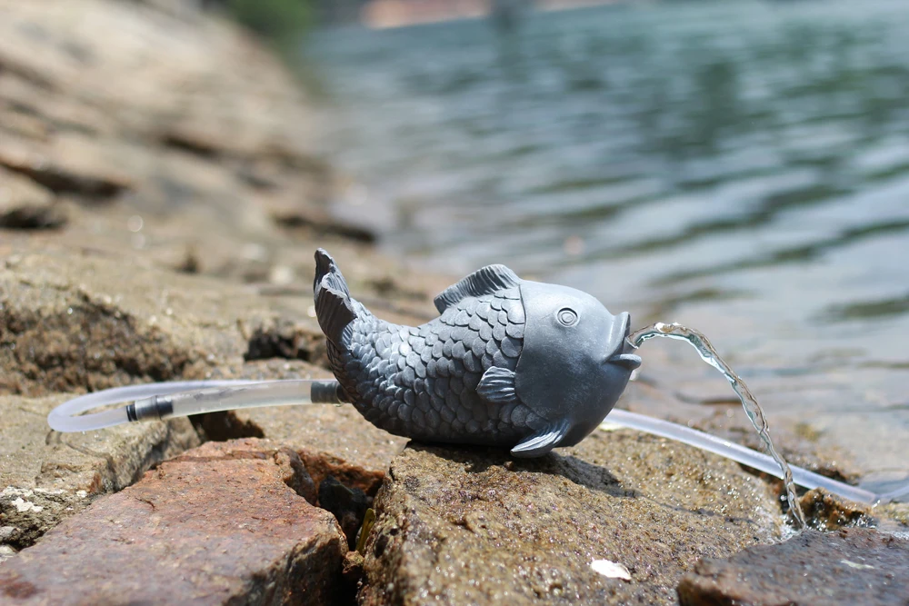 Outdoor Fish Fountain Spitter Garden Statue - Ideal Pond Decoration ...