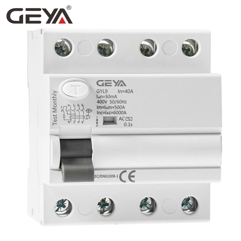 Geya High Quality 3phase Elcb 400v 4p 63a 30ma Rccb 3 Pole Elcb Rccb ...