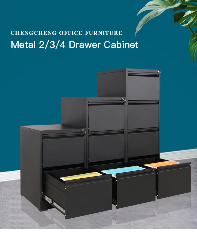 Armario De Acero Lockable Black Kd Office Storage A4 4 Drawer File ...