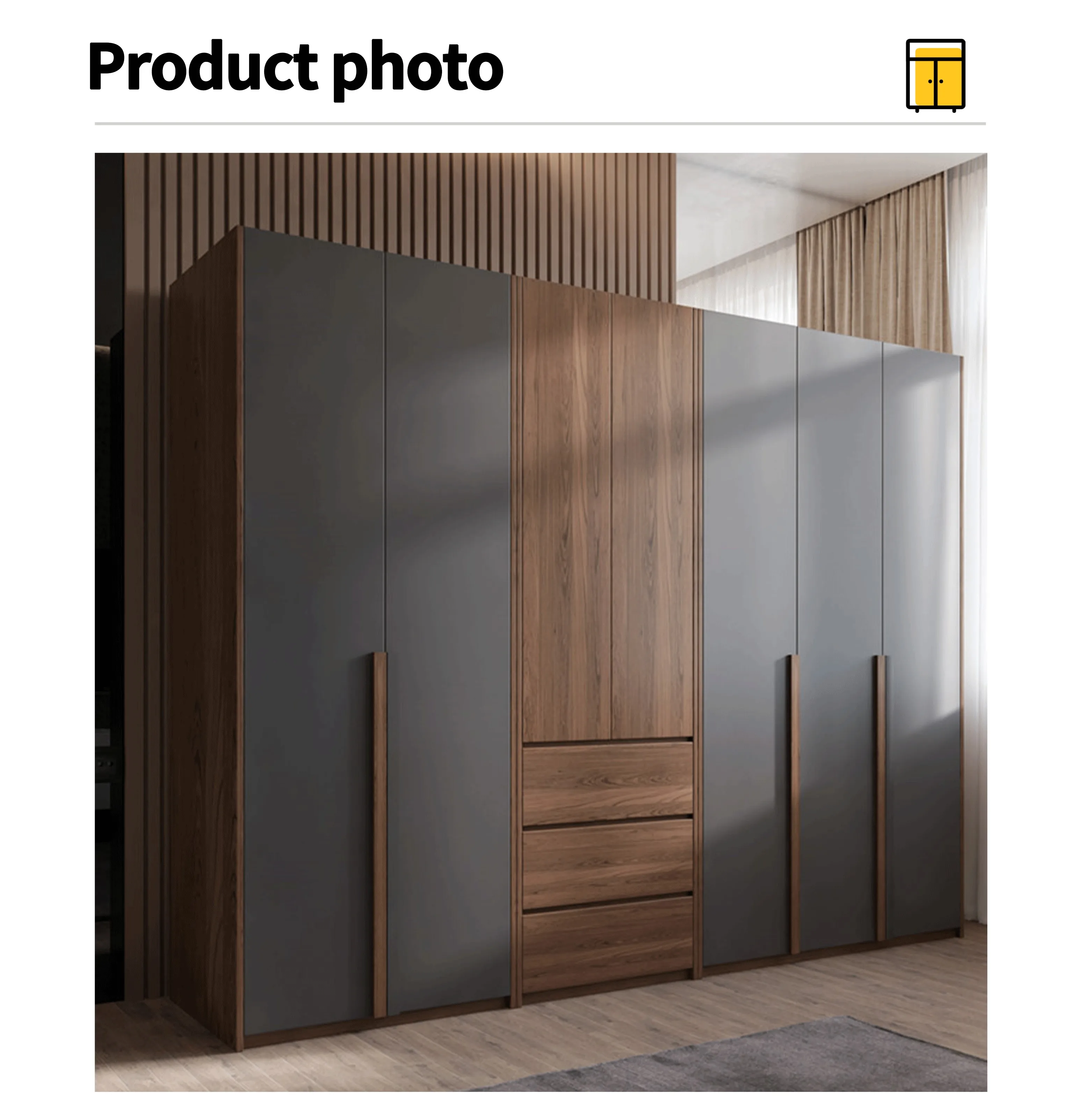 Zimoo Modern Design Solid Wood Wardrobe - 3 Doors Luxury