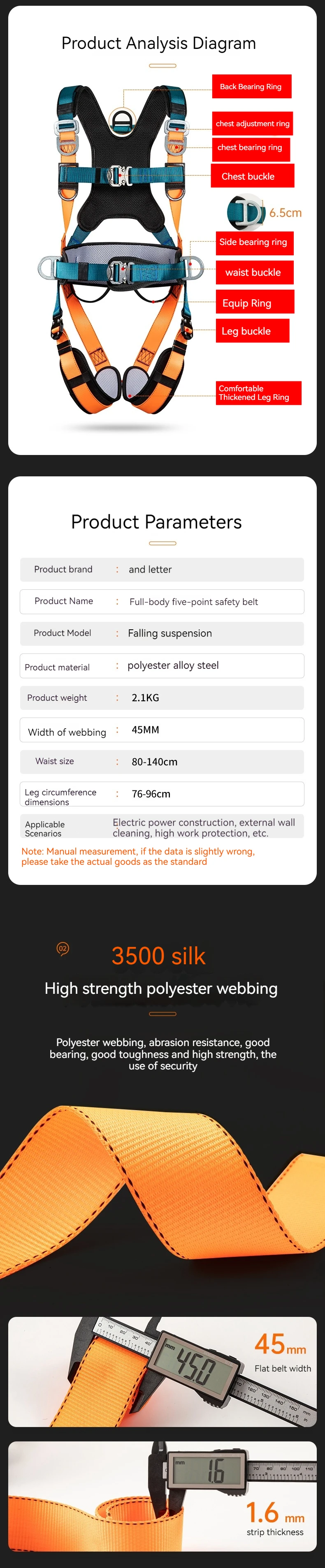 Construction Lineman Safety Harness Fall Protection Belt For ...
