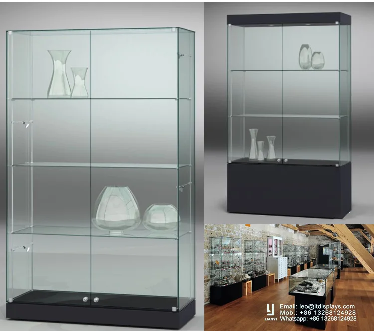 Modern Glass Shelves Showcase Full Vision Tower Display Cabinets for ...