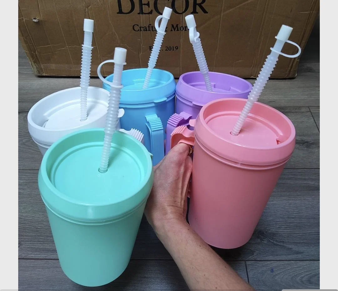 Large 34oz Customized Logo Hospital Mug With Straw Double Wall Plastic ...