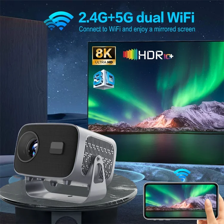 A10 Android 11 Smart LED Portable Projector with 5G Dual Wifi