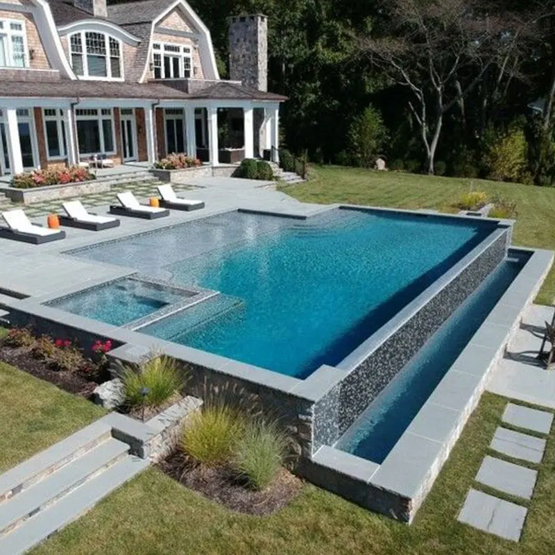 luxury house prefabricated overflow infinity endless large swimming ...