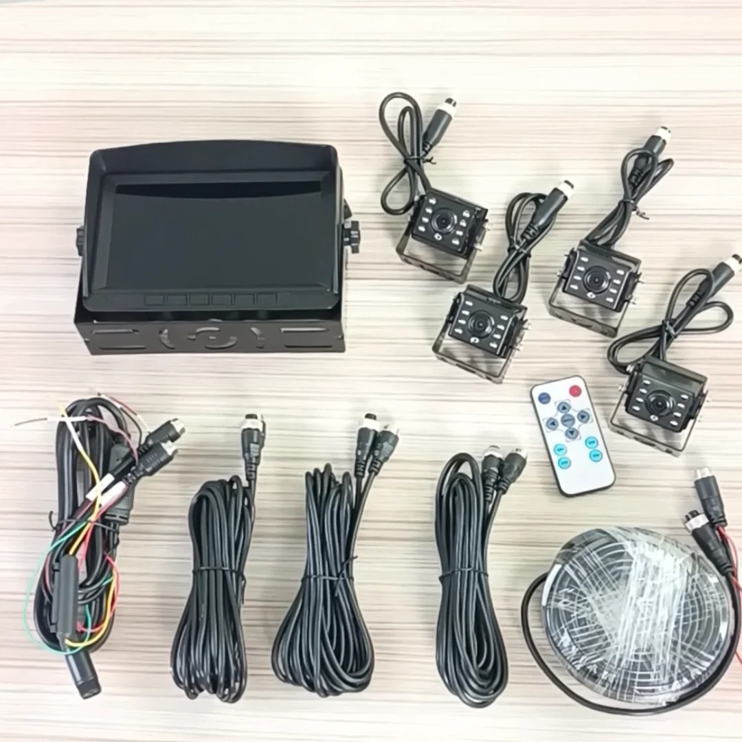 Track Rv Caravan Bus Trailer 7" Quad Split Ips Screen Monitor With Loop Recording 4 Rearview ...