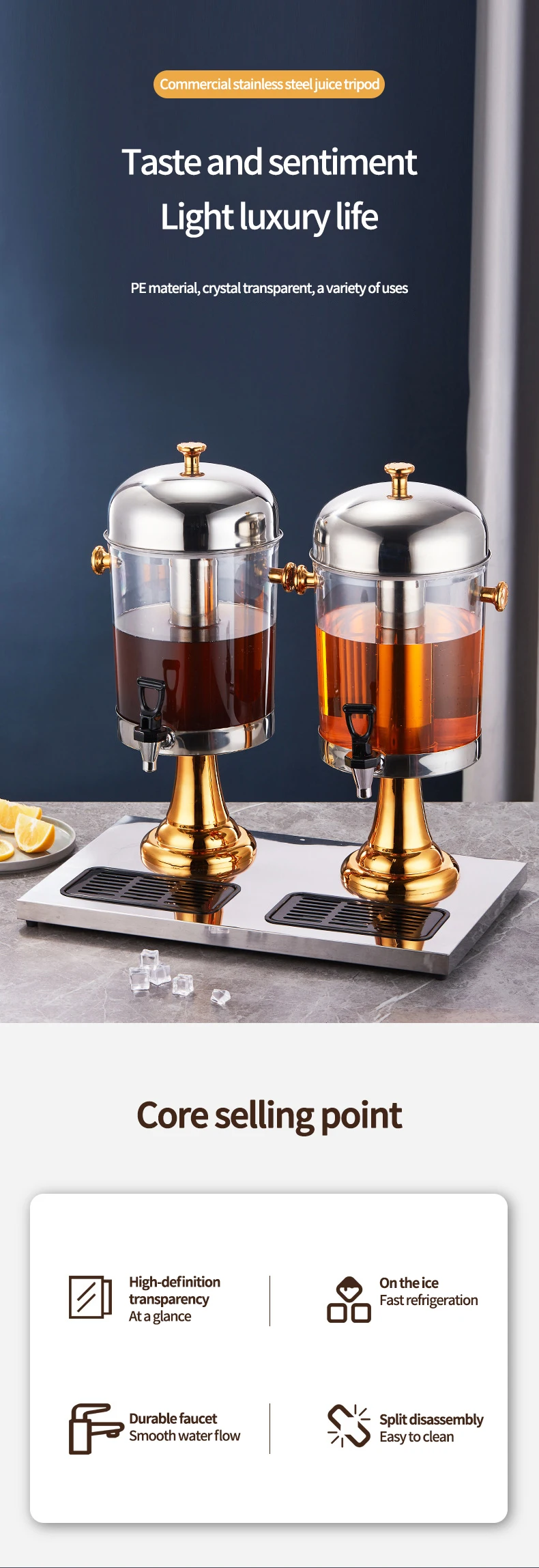 Dual Compartment Ice Buckets Beverage Tubs Transparent Beverage Wine ...