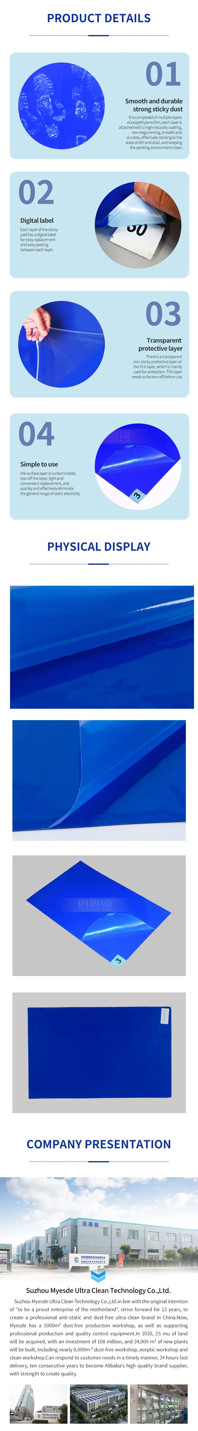 18*36inch Blue Esd Reusable Washable Silicone Sticky Mats Pe Film ...