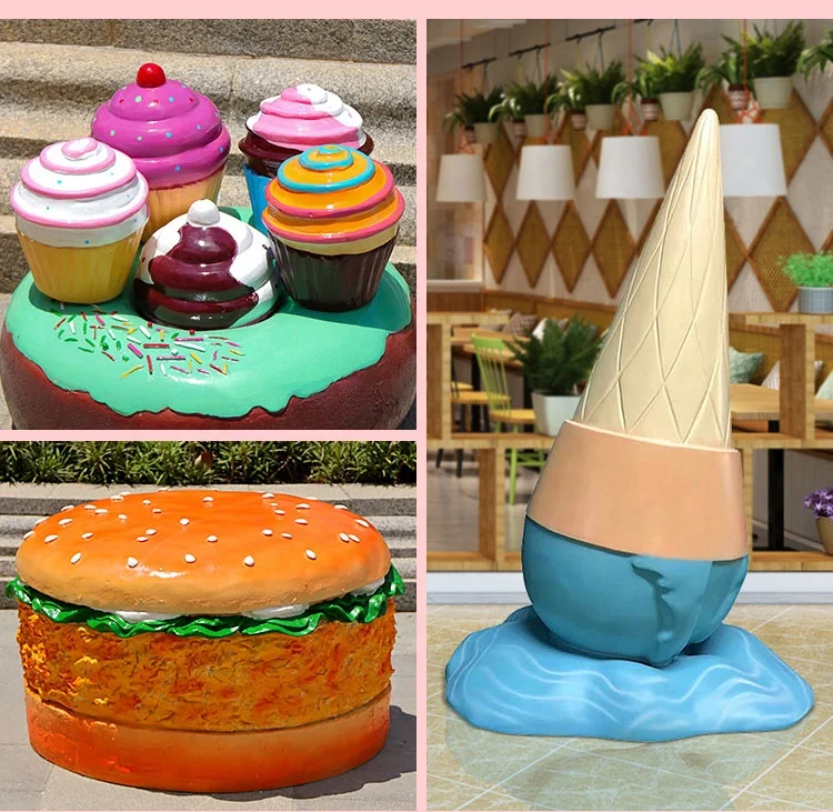 Giant Fiberglass Ice Cream Cone Props for Shop Decoration