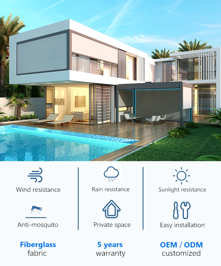 Smart Motorized Windproof Blind Zip Outdoor Large Size Garden Shade ...