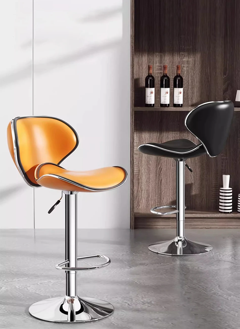 Modern Luxury Adjustable High Back PU Leather Bar Stool