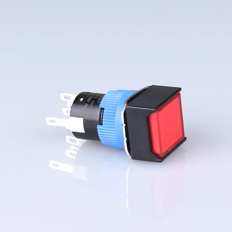 16mm 5 Pin Square Head Light Plastic Electrical LED Push Button ...