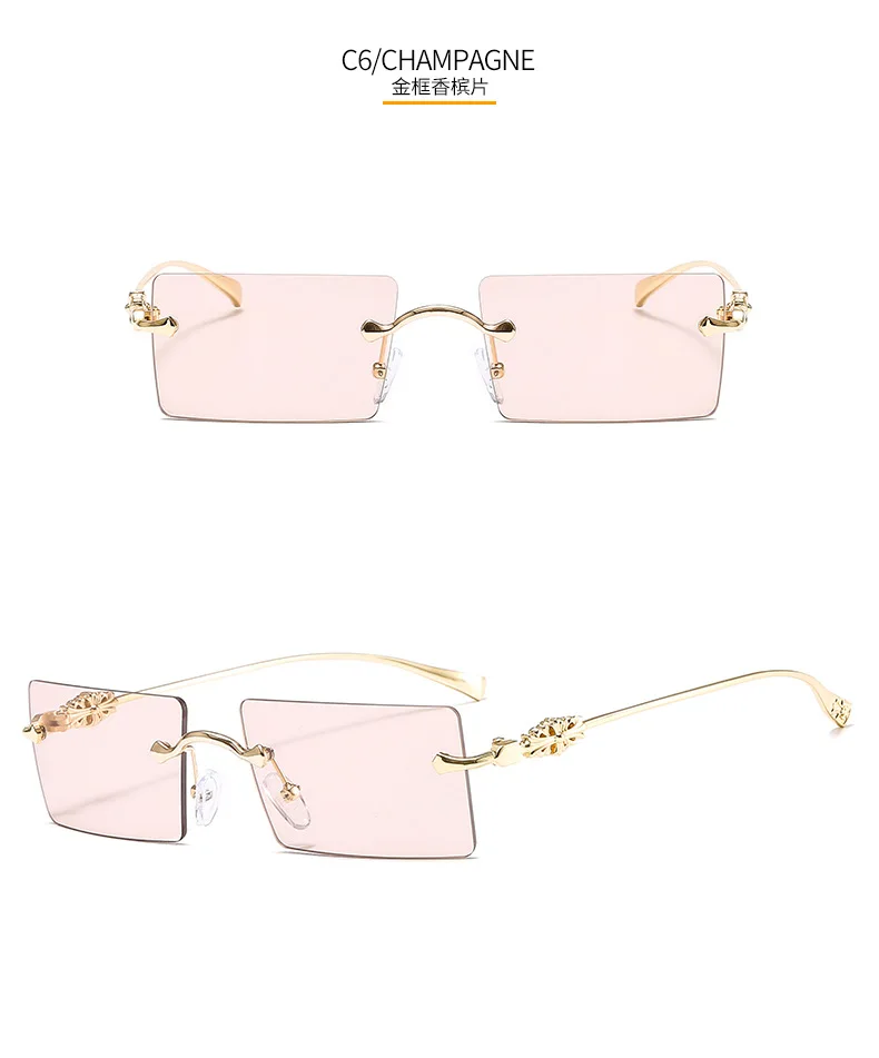 Mejores T805 Small Rectangle Rimless Sunglasses Uv400 Metal Vintage ...