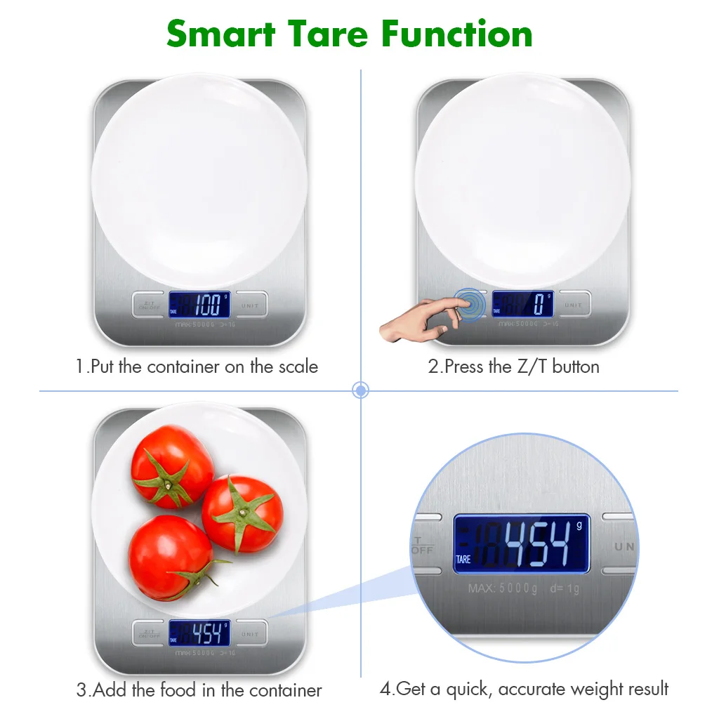 5kg /10kg Household Kitchen Scale Stainless Steel Electronic Food ...