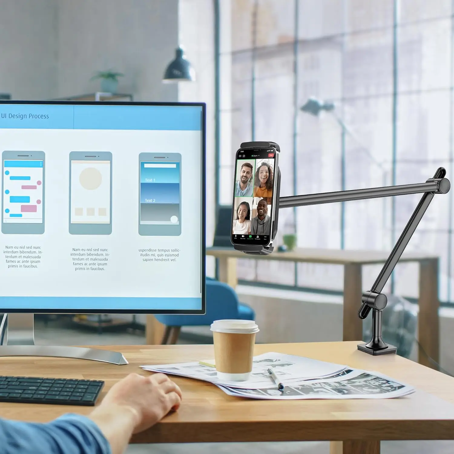 Universal Bed Desk 360 Rotation Long Arm Desktop Mount Clamp Phone ...