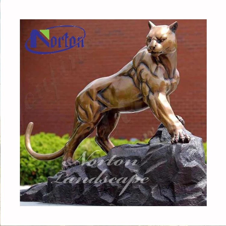 Modern Life Size Copper Bronze Brass Animal Gold Leopard And Tree Trunk ...