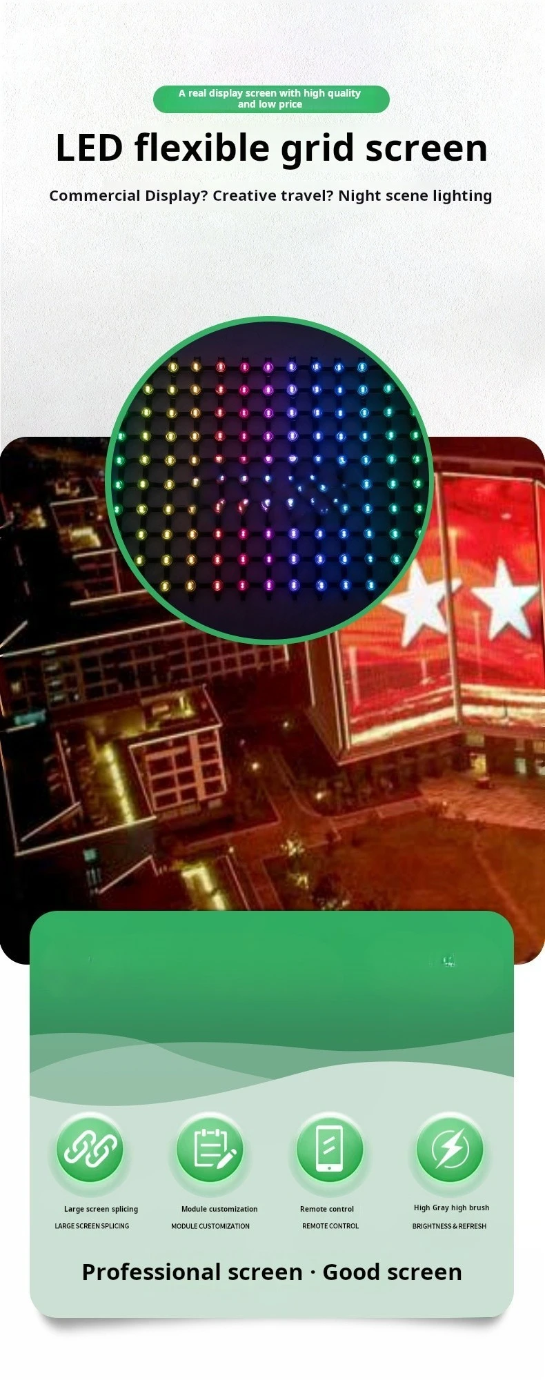 2cm Grid Screen Full Color Dot Light Source Pixel Light Curtain Wall ...