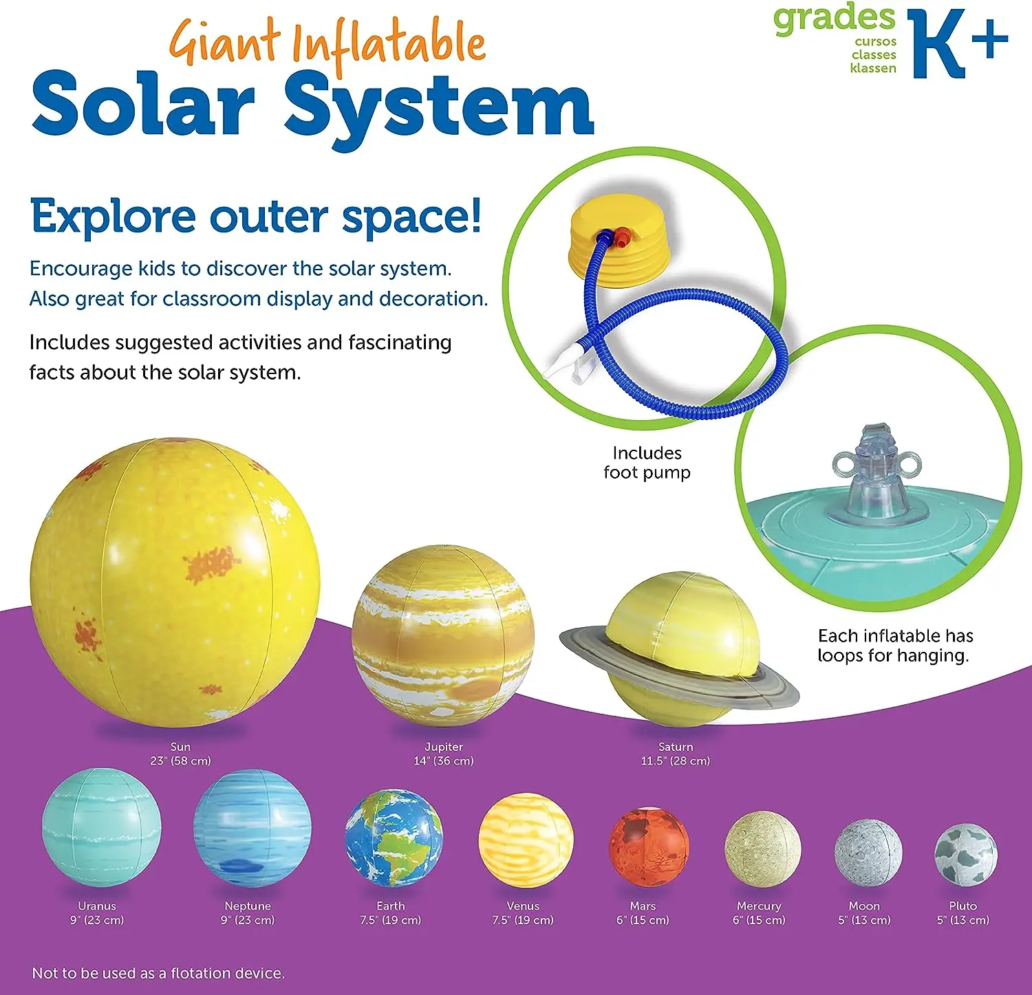 Giant PVC Inflatable Solar System Model for Classroom Use