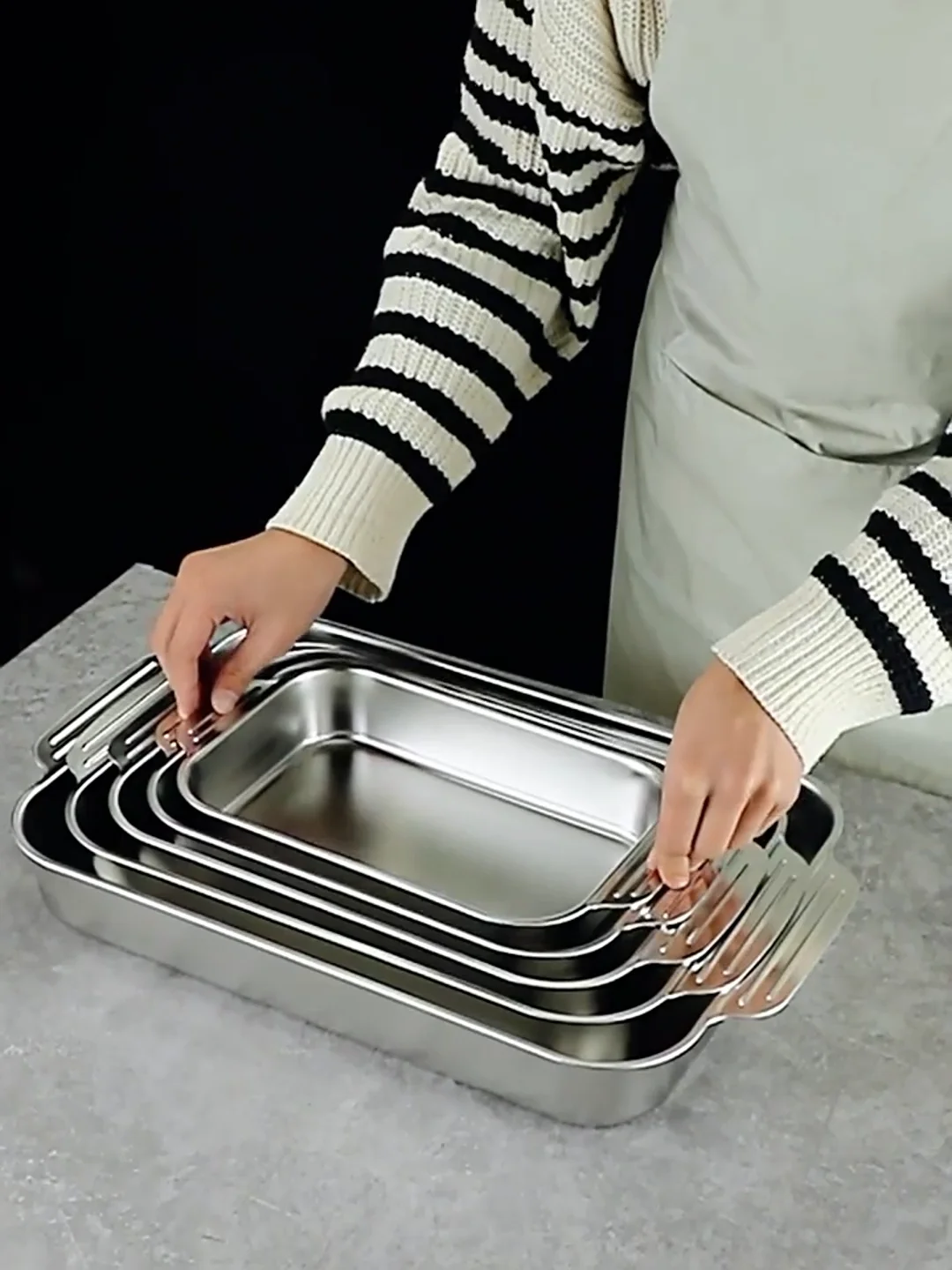 Stainless Steel Grill Pan Oven Tray Snack Tray Seafood Serving Plate ...