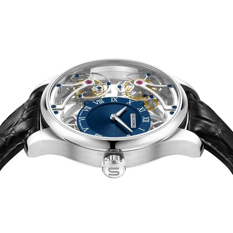 Luxury Double Tourbillon Watches for Men - Stainless Steel Skeleton ...