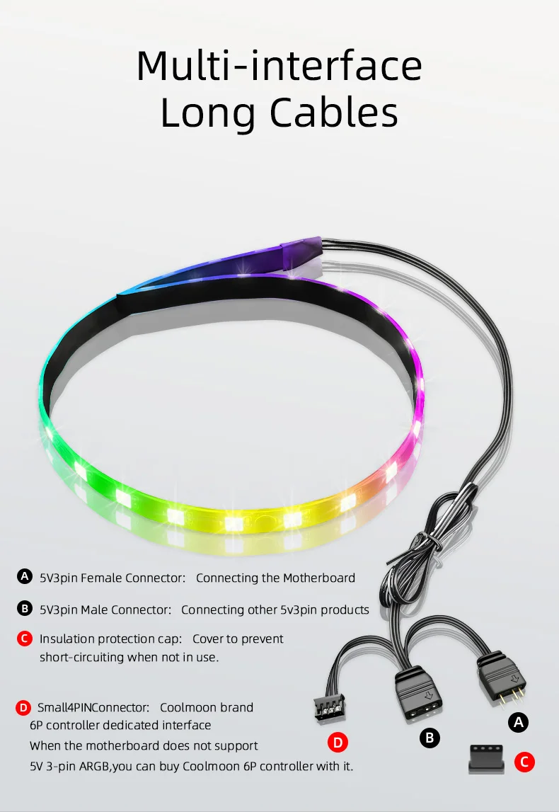COOLMOON Computer LED Strip Light - 40CM ARGB Gaming Accessory