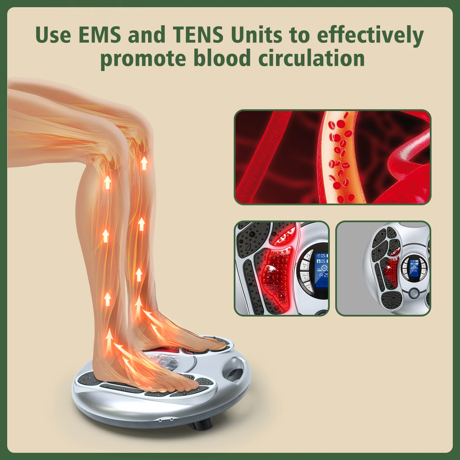 TENS/EMS Foot Circulation Stimulator Electric EMS Feet Massager Machine ...