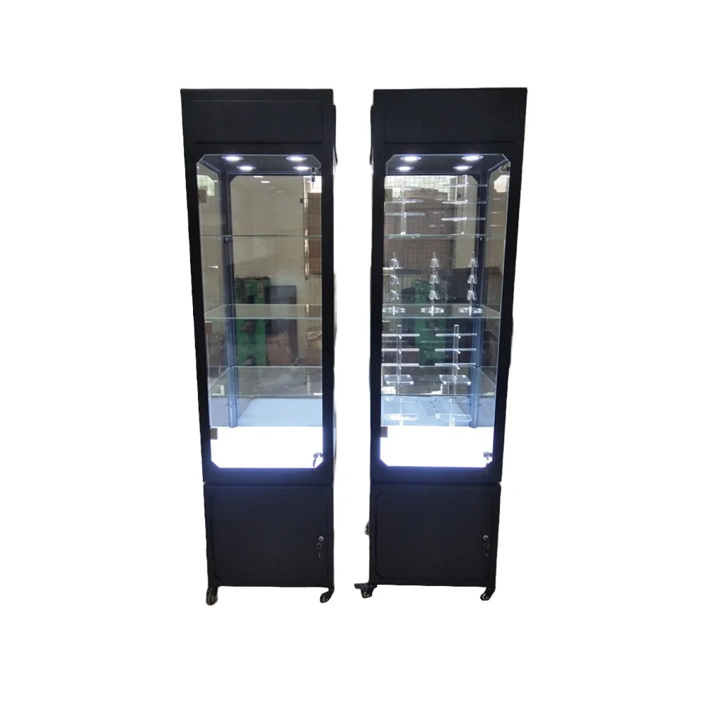 Metal Store Display Cases Stand Light Glass Door Led Display Cabinet ...