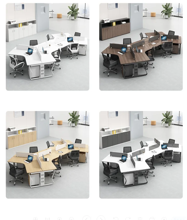 Custom Cabinet Desk Modern Office Staff Room Work Furniture 7 Seats Y ...