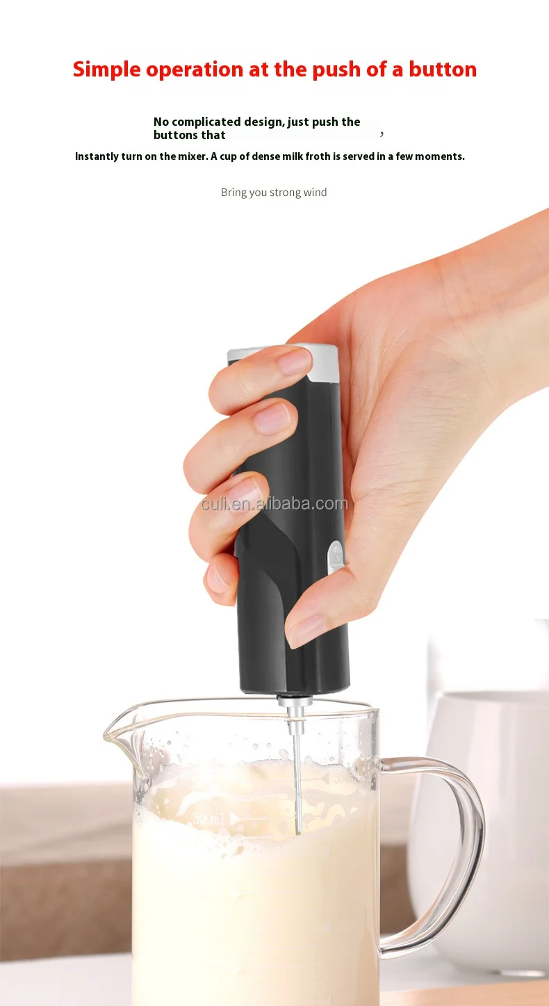 Culi Portable Electric Whisk and Frother Handheld Plastic Mini Coffee ...