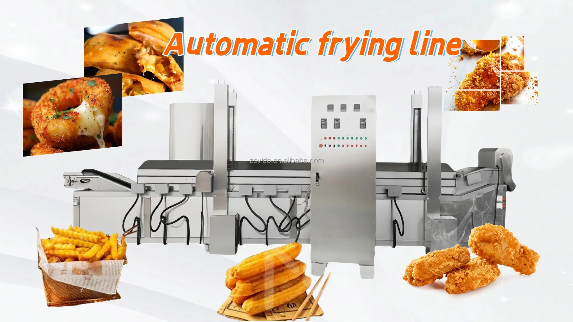 2025 New Continuous Arancini Frying Machine Churros Maker Falafel Fryer ...