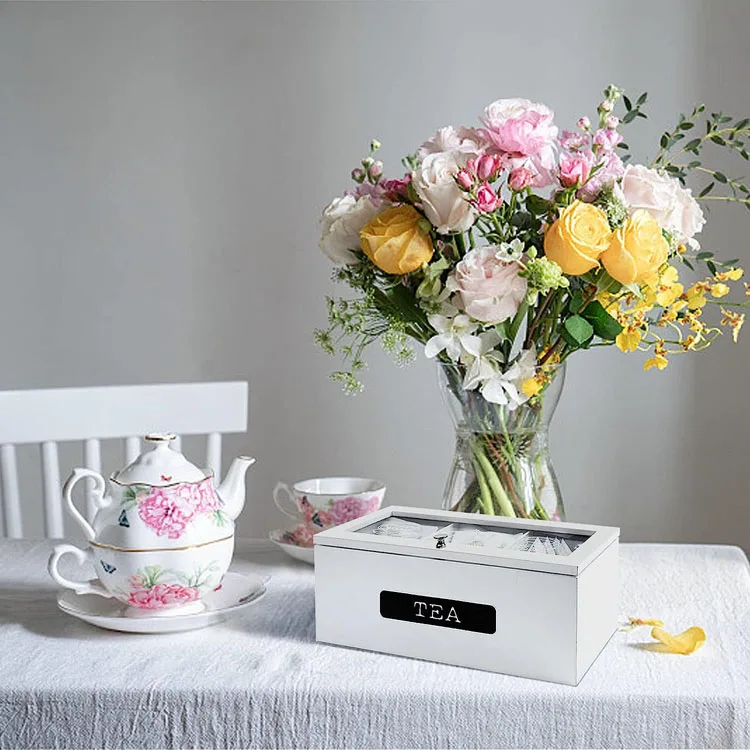 Bamboo Tea Box With Drawer Wooden Tea Chest Wooden Tea Storage Box ...