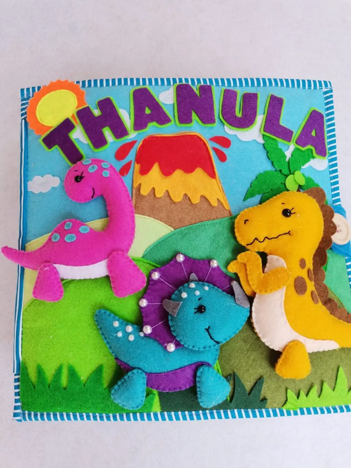 Montessori Activity Sensory Book - Dinosaur Felt Book