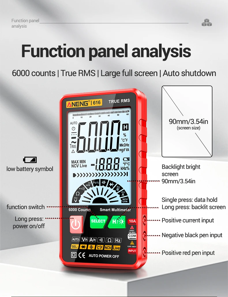 ANENG 616 Multimeter - Intelligent AC/DC Test Tool