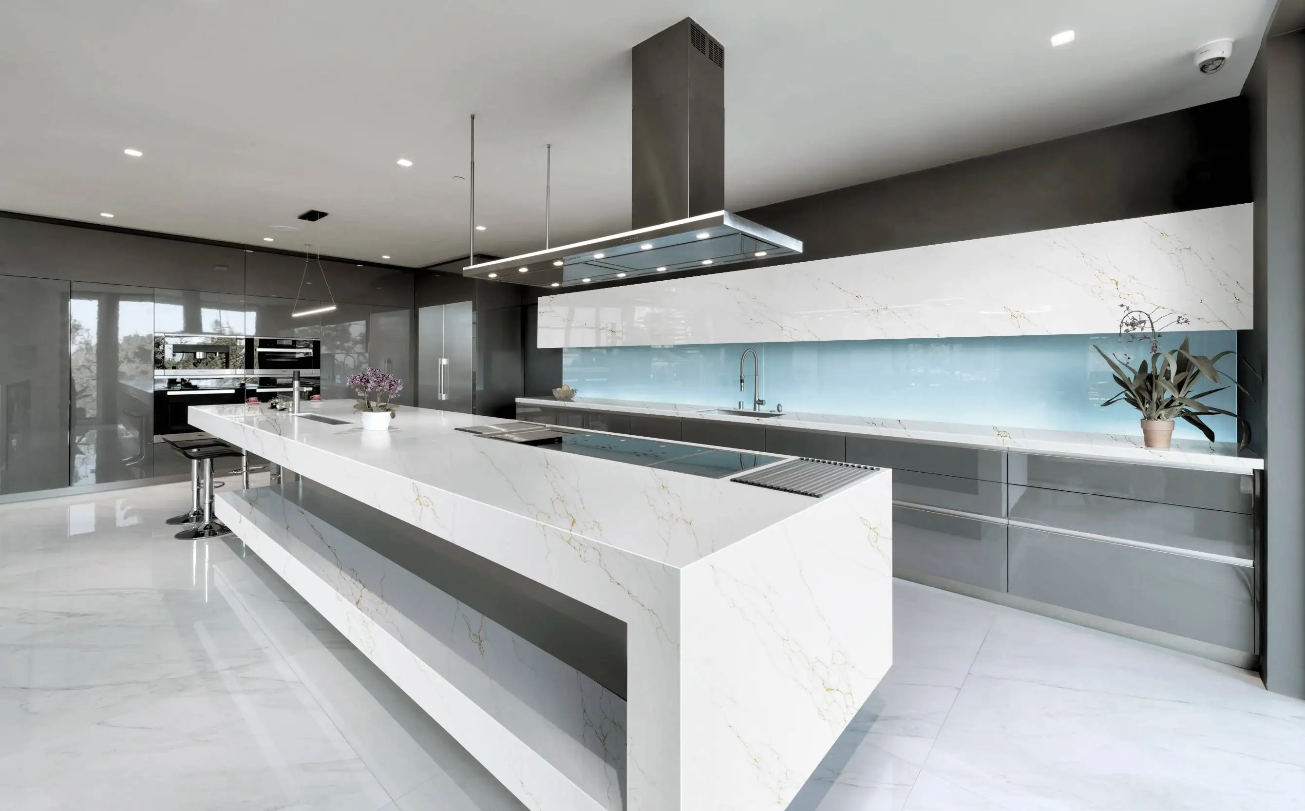 Calacatta Series Prefab Kitchen Island Artificial Engineered Cut Size ...