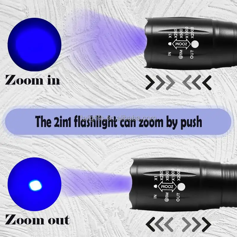 Customized Adjustable Focus Led 3w Dual Wavelength Uv Flashlight 365nm And 254nm In One Torch ...