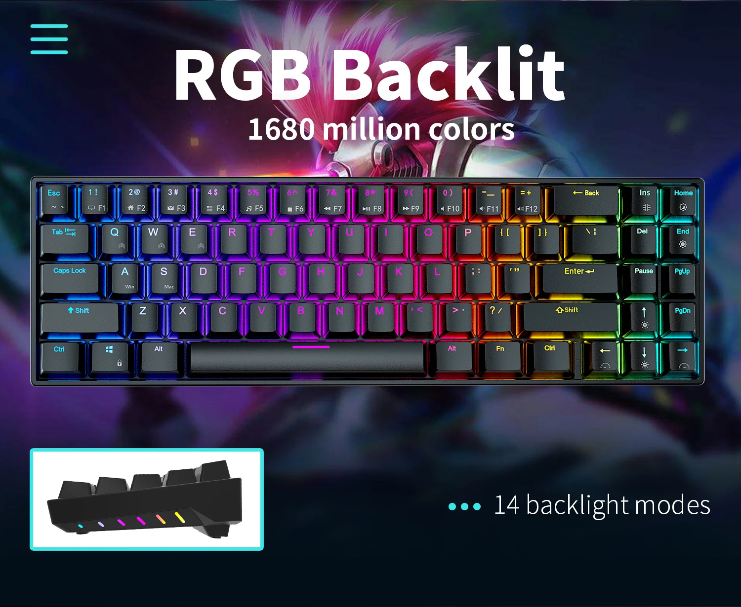 Royal Kludge RK71 - 71 Keys Keyboard with Hotswappable Clavier