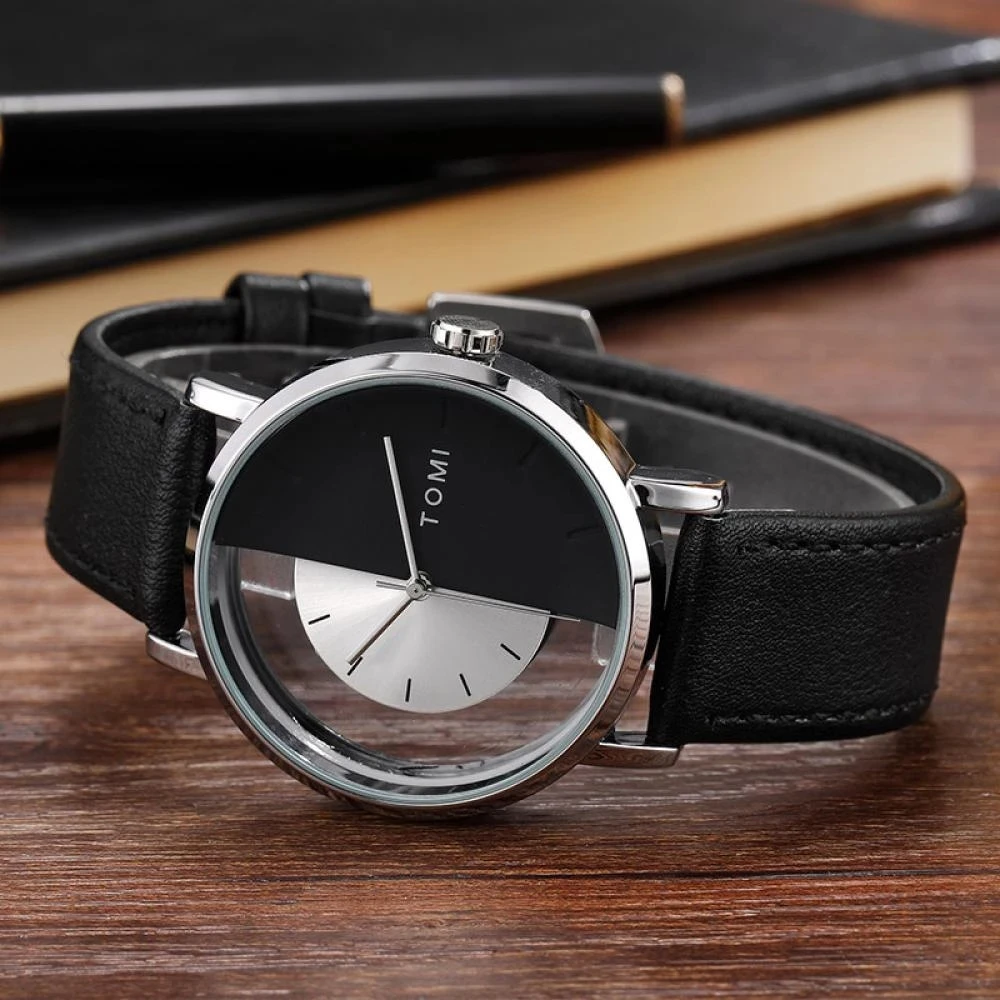 TOMI Luxury Casual Leather Watch for Men - Trendy Quartz Wristwatch ...