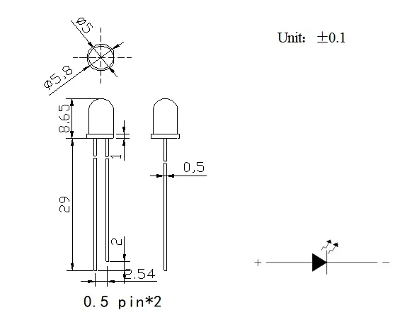 Red Led Light Emitting Diode 2 Pin Led Diode 5mm - Buy Led Diode 5mm ...