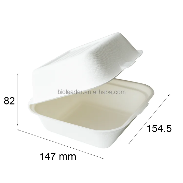 Biodegradable Sugarcane Bagasse 6x6 Inch Burger Hamburger Box - Buy Hamburger Box,Disposable ...