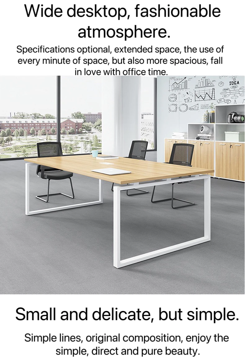 Modern Rectangular Metal Conference Table - Durable & Stylish
