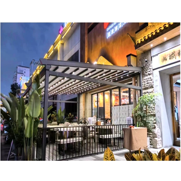 Restaurant Motorized Retractable Shade Folding Roof Outdoor Pergola ...