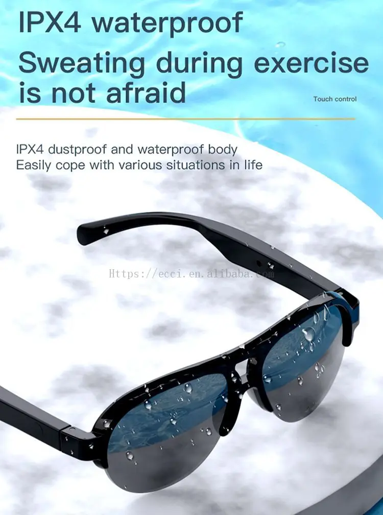 F08 TWS Earphone with UV Resistant Sunglasses - 6-7hrs Playtime