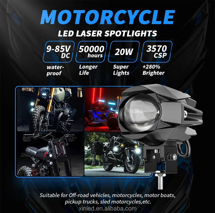 Hearxinled Motorcycle Led Laser Spotlights Electric Car Retrofit Dual ...