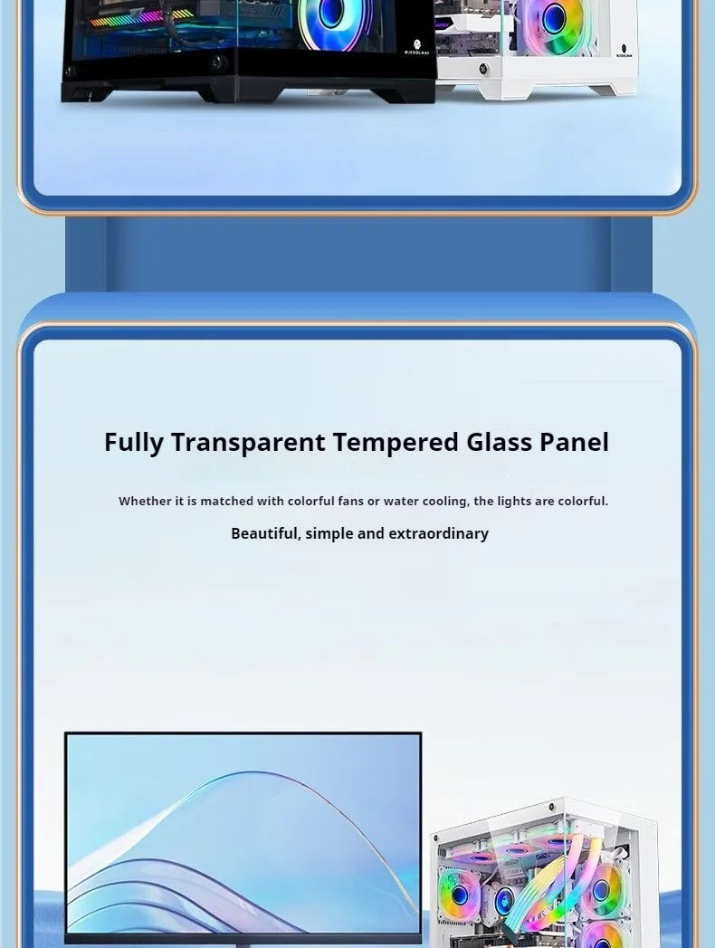 Pink MATX Mid Tower Game Customization Metal Micro Desk Casing Tempered ...