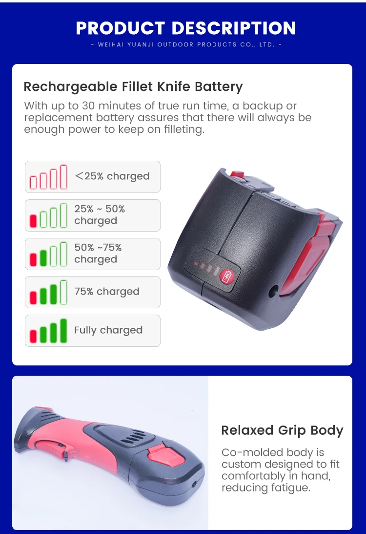 Rechargeable Cordless Electric Fillet Knife Set Li-ion Electric Fillet ...