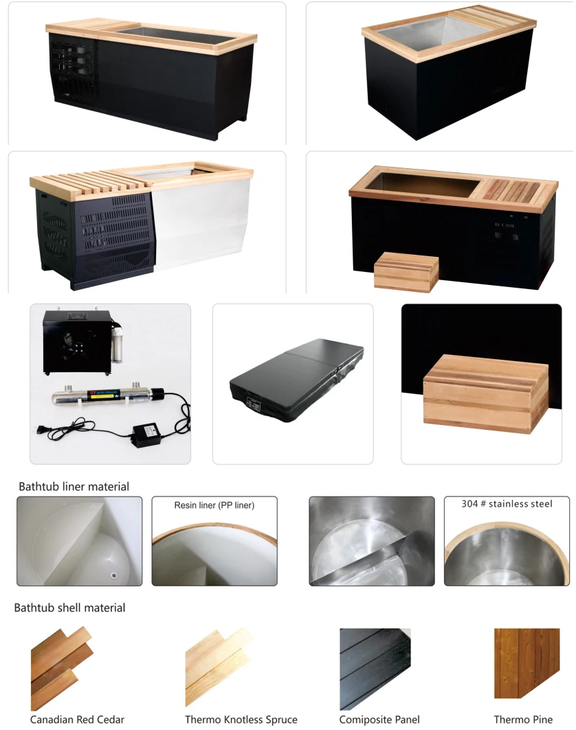 Wooden Cedar The Classic Stainless Steel Bath Tub Cold Therapy Plunge ...